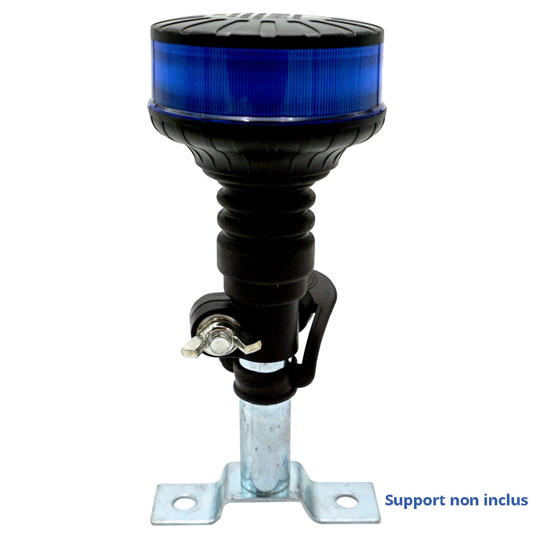Gyrophare bleu flash extra plat sur hampe
